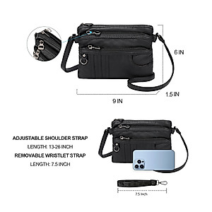 MINICAT Treble Pockets Small Crossbody Purse Cell Phone Purse Shoulder Bags for Women(Black)