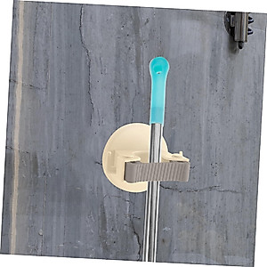 LABRIMP 2pcs Mop Organizer Mop Holder Utensil Adhesive Holder Broom Storage Mount Mop Rack Bathroom Storage Mounted Shelves for Storage Kitchen Hanging Hook Holder White