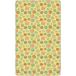 Polka Dot Themed Fitted Crib Sheet,Standard Crib Mattress Fitted Sheet Soft and Breathable Bed Sheets-Great for Boy or Girl Room or Nursery,28“ x52“,Mustard Multicolor