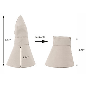 Womens Sun Hats Wide Brim Ponytail Hats Summer Beach Hat for Women Foldable Travel Safari Hats UPF50+(Size:M-L) (58cm/22.83inch,Beige)