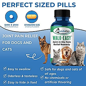 BestLife4Pets Walk-Easy Hip and Joint Supplement for Dogs & Cats - Arthritis Pain Relief and Anti-inflammatory Support Pills for Dogs & Cats Joint Pain Relief - Easy to Use Natural Pills (450 ct)