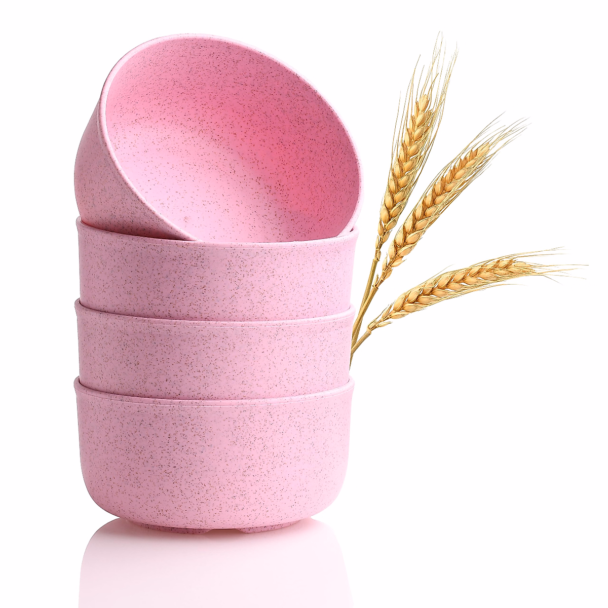 Wheat Straw Bowls Set of 4 Lightweight Reusable Plates - Microwave & Dishwasher Safe - Wheat Straw Dinnerware Sets - Cereal Bowl - Ramen Bowl Set - Soup bowls - Salad Bowl - Fruit Bowl