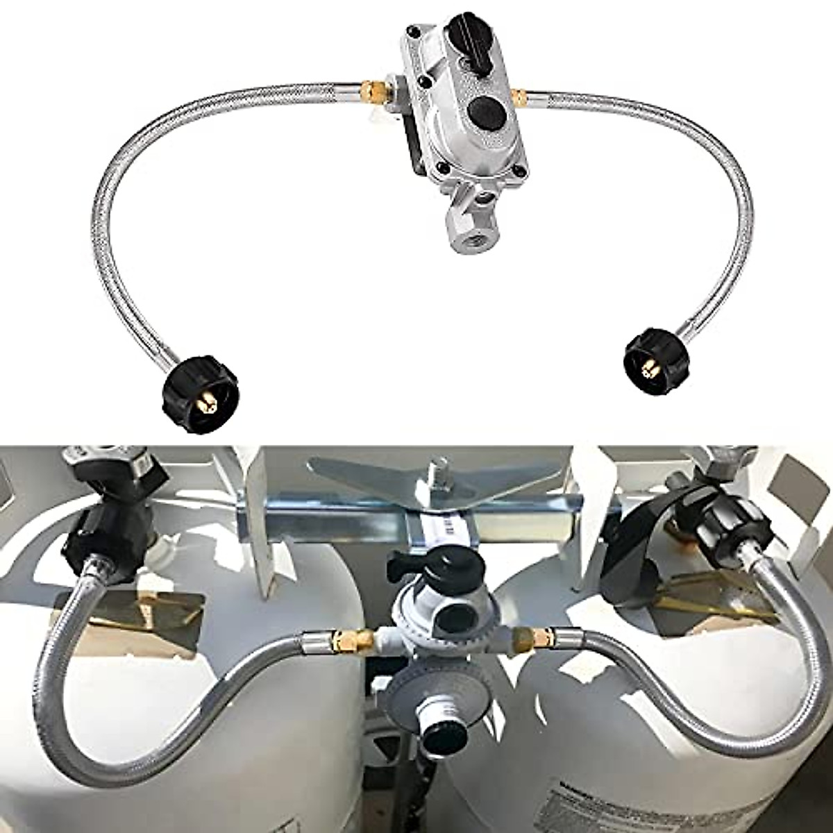 Startool 15 Inch RV Propane Hose, Camper Gas Line Replacement, 1/4-Inch Inverted Male Flare x QCC-1, 2 Pack