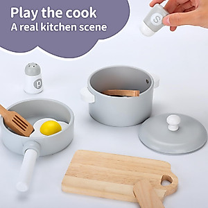 Wooden Kitchen Sets for Kids Montessori Kitchen Play Food Sets for 3 4 5+ Years Old Kitchen Tableware Wodden Set for Toddlers Play Food Sets for Kids Boys Girls Gifts