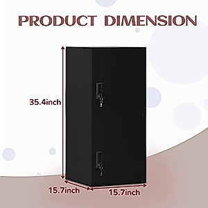 2 Door Metal Vertical Storage Locker for Kids Bedroom, Children Room, School, Office, Home ,Stackable Steel Storage Cabinet for Toys, Clothes & Sports Equipment,Anti-falling Device. (2D, black)