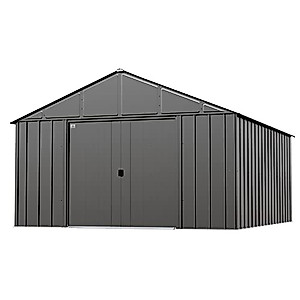 Arrow Sheds Classic 12' x 14' Outdoor Padlockable Steel Storage Shed Building, Charcoal