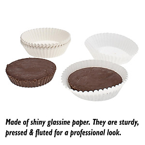 CybrTrayd No.601 Glassine Paper Approx. 1,000 Pieces – 1-3/4” Base, 5/8” Wall Candy Cups, White