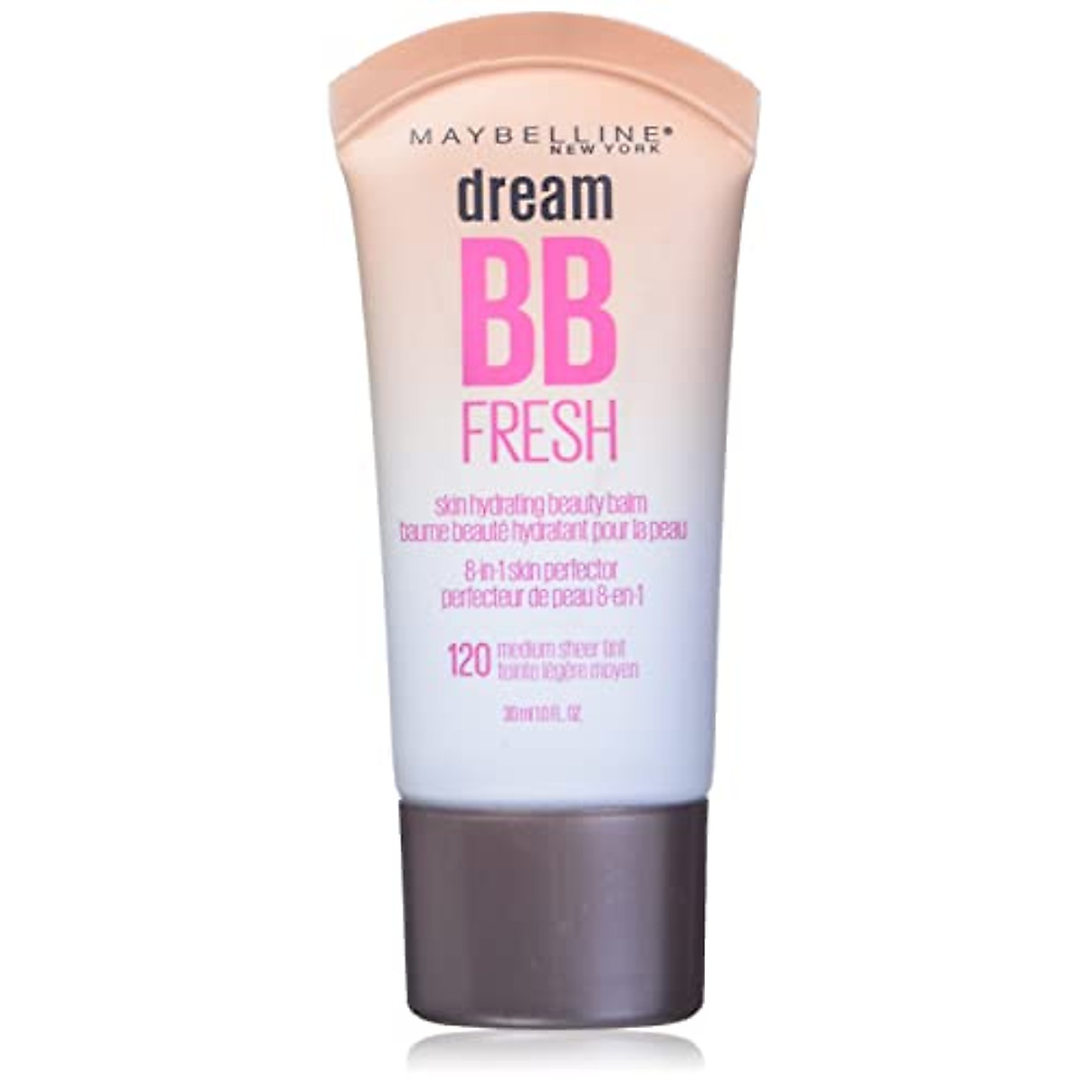 Maybelline Dream Fresh Skin Hydrating BB cream, 8-in-1 Skin Perfecting Beauty Balm with Broad Spectrum SPF 30, Sheer Tint Coverage, Oil-Free, Medium, 1 Fl Oz