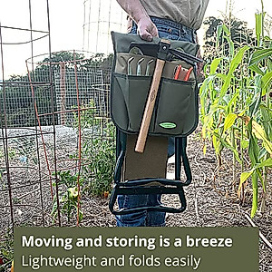 Truly Garden Upgraded Foldable Garden Kneeler and Seat - Includes Cultivator Hoe Garden Tool and Two Tool Pouches. Lightweight and Heavy Duty with Comfortable EVA Foam Pad