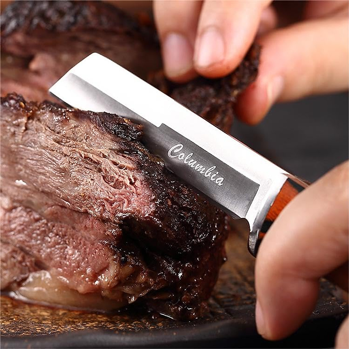 Doom Blade 6.3" Fixed Blade Small Cutter Knife Hunting Knife with Nylon Sheath, Lightweight,Easy to carry Camping Knife 440C Stainless Steel Blade with Wood Handle,Full Tang,For Outdoor, Hunting, Camping (Right Angle)