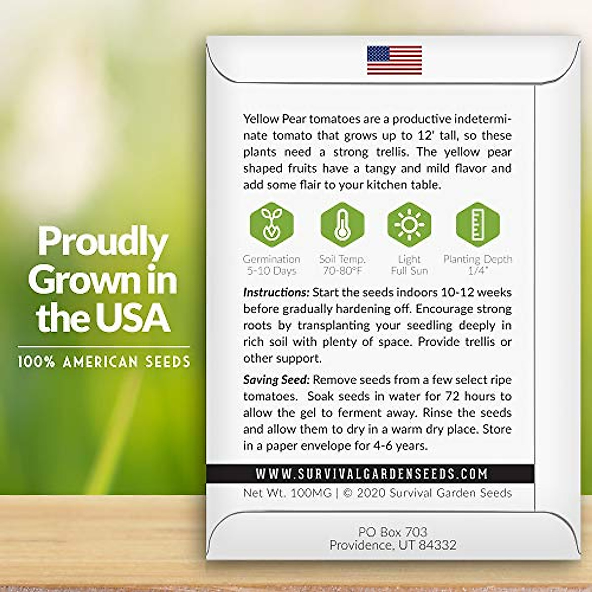 Survival Garden Seeds - Yellow Pear Tomato Seed for Planting - Packet with Instructions to Plant and Grow Golden Tomatoes in Your Home Vegetable Garden - Non-GMO Heirloom Variety