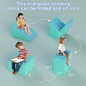 67i Toddler Foam Blocks Climbing Blocks Indoor Climbing Blocks for Toddlers 1-3 Soft Play Climbing Play Equipment Foam Blocks 5-Piece Climbing Blocks Indoor Play Foam Climbing Blocks (Blue)