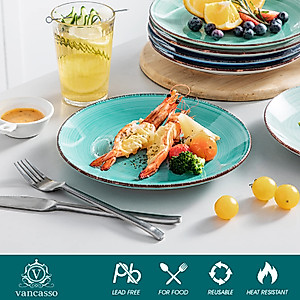 vancasso Bonita Salad Plates, 8.5 inch Small Dinner Plates Set, Ceramic Dessert Plate Serving Dishes set of 6, Microwave, Oven and Dishwasher Safe, Assorted Color