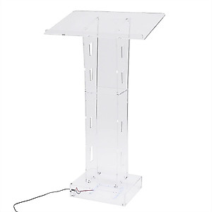 Acrylic Clear Lectern Mobile Acrylic Podium Pulpits Conference Lectern Professional Portable Presentation Podium for Churches,Weddings, Office and School Classrooms (Style C)