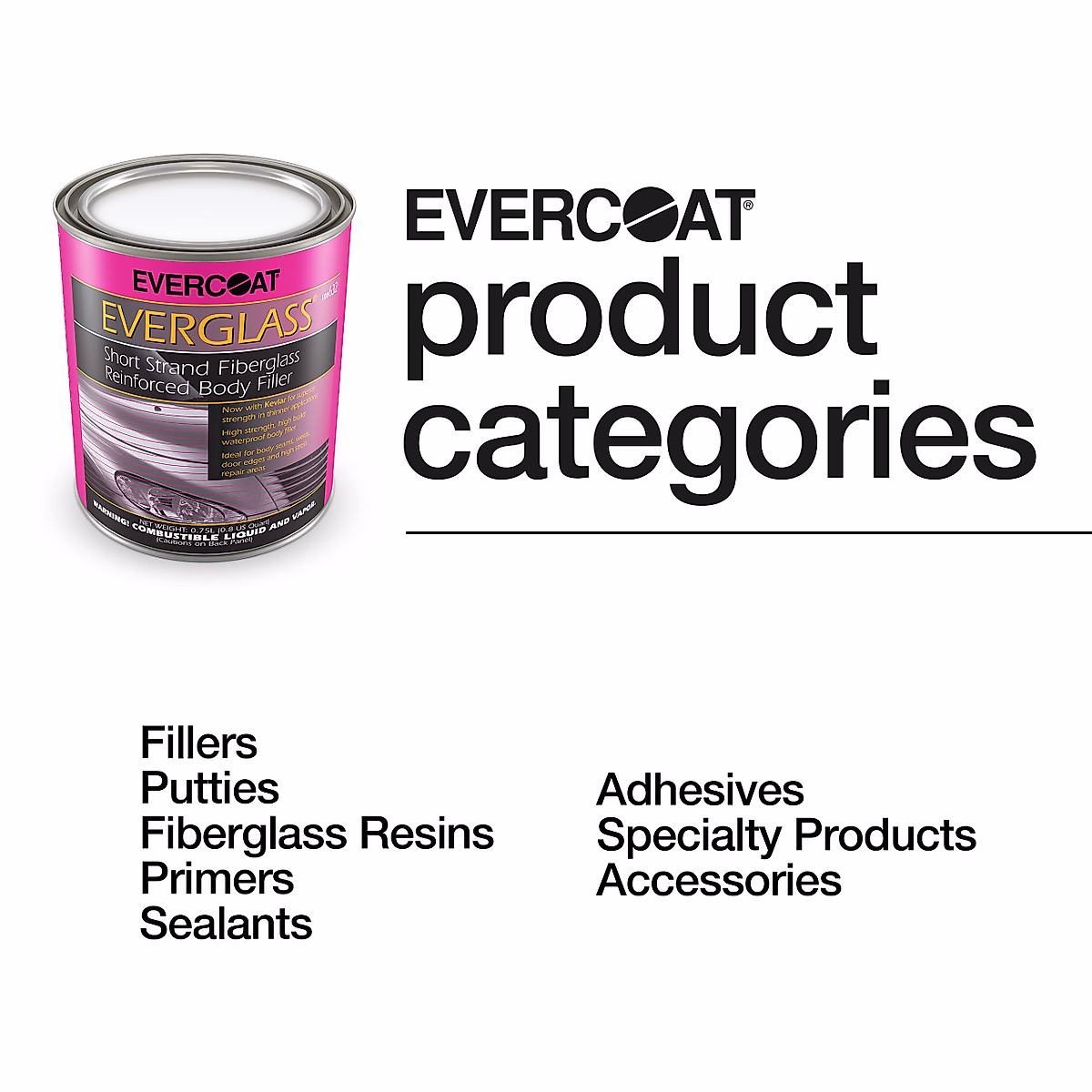 Evercoat Everglass Short Strand Fiberglass Reinforced Filler - Waterproof Filler - 32 Fl Oz