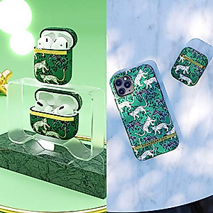 RICHMOND & FINCH Airpods Case, Green Leopard Full Protective Cover, Shockproof, Scratch Resistant, Wireless Charging Compatible Case for Airpods