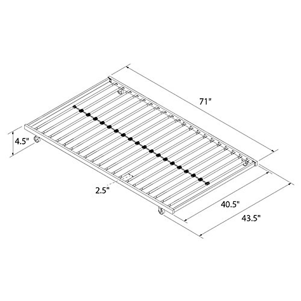 DHP Universal Metal Trundle Frame with Locks, Fits Most Twin Size Daybeds, Black