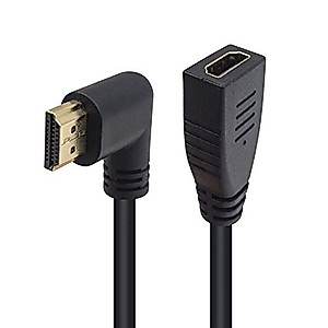 Poyiccot HDMI 2.0 Extension Cable 90 Degree, 2 Feet / 60cm HDMI Extender High Speed Left Angle HDMI Male to Female Extension Cable 60Hz, 4K 2K (F/M Left)