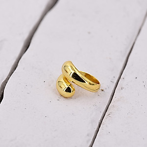 LEMON GRASS Pl Wrap Ring | Bold Bypass Statement Ring | Thick Dome Ajustable Open Ring in 18K Gold Plated Sterling Silver