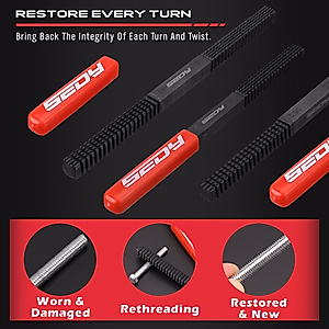 Thread Repair Thread Chaser Tool Set - 49PCS Thread Cleaner Rethreading Master Kit Metric SAE Bolt Restorer File Nut Rethreader Automotive Wheel Stud Spark Plug Engine Standard Screw Threading UNC UNF