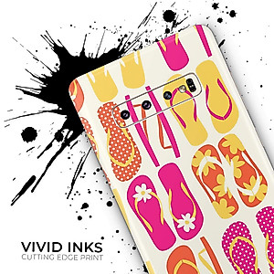 DesignSkinz Vibrant Pink & Yellow Flip-Flop Vector Protective Vinyl Decal Wrap Skin Cover Compatible with The Samsung Galaxy S20 (Screen Trim & Back Glass Skin)