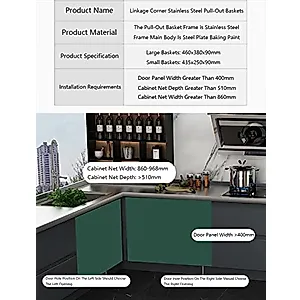 JayHumphrey Blind Corner Cabinet Pull Out Organizer, 2 Tiers 4 Baskets Chrome Kitchen Corner Cabinet Pull Out, Concealed Roller Slide Out Shelves, Silver,Left Open