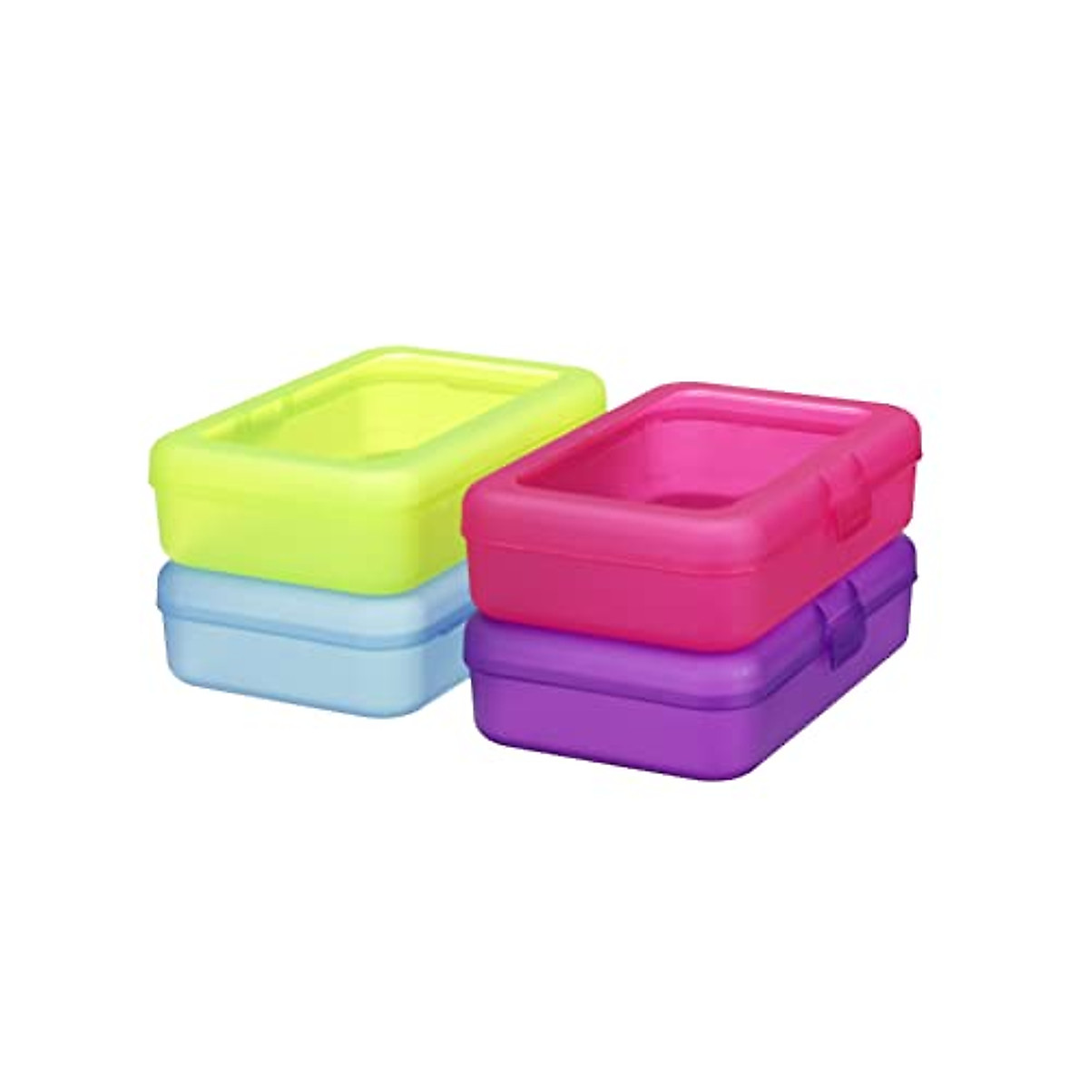 Amazon Basics Pencil Box, Pack of 4, Multi, Solid