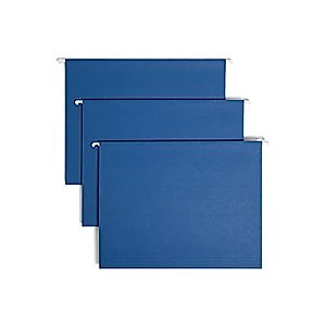 Smead Colored Hanging File Folder with Tab, 1/5-Cut Adjustable Tab, Letter Size, Navy, 25 per Box (64057)