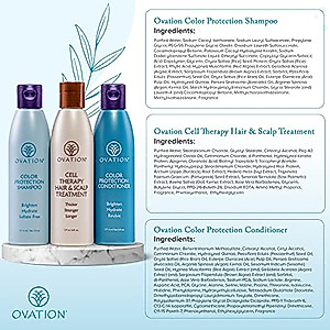 Ovation Hair Color Protection Cell Therapy 6 oz System - Color Protection Shampoo and Conditioner, Cell Therapy Hair & Scalp Treatment - Hair Treatment Set to Brighten and Hydrate Color-Treated Hair