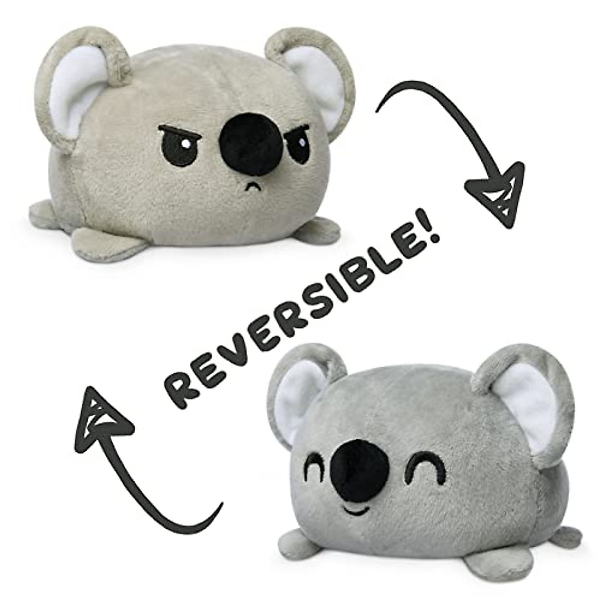 TeeTurtle - The Original Reversible Koala Plushie - Gray - Cute Sensory Fidget Stuffed Animals That Show Your Mood 3.5 inch