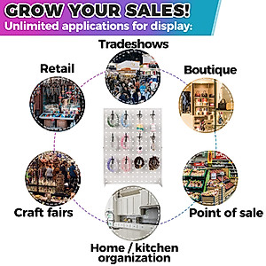 Pegboard Display Stand for Craft Shows & Fairs - Metal Store Display for Selling Accessories, Earring, Jewelry, Pin Display Stands for Retail Stores, Vendors & Events - 17" x 13” Designer White