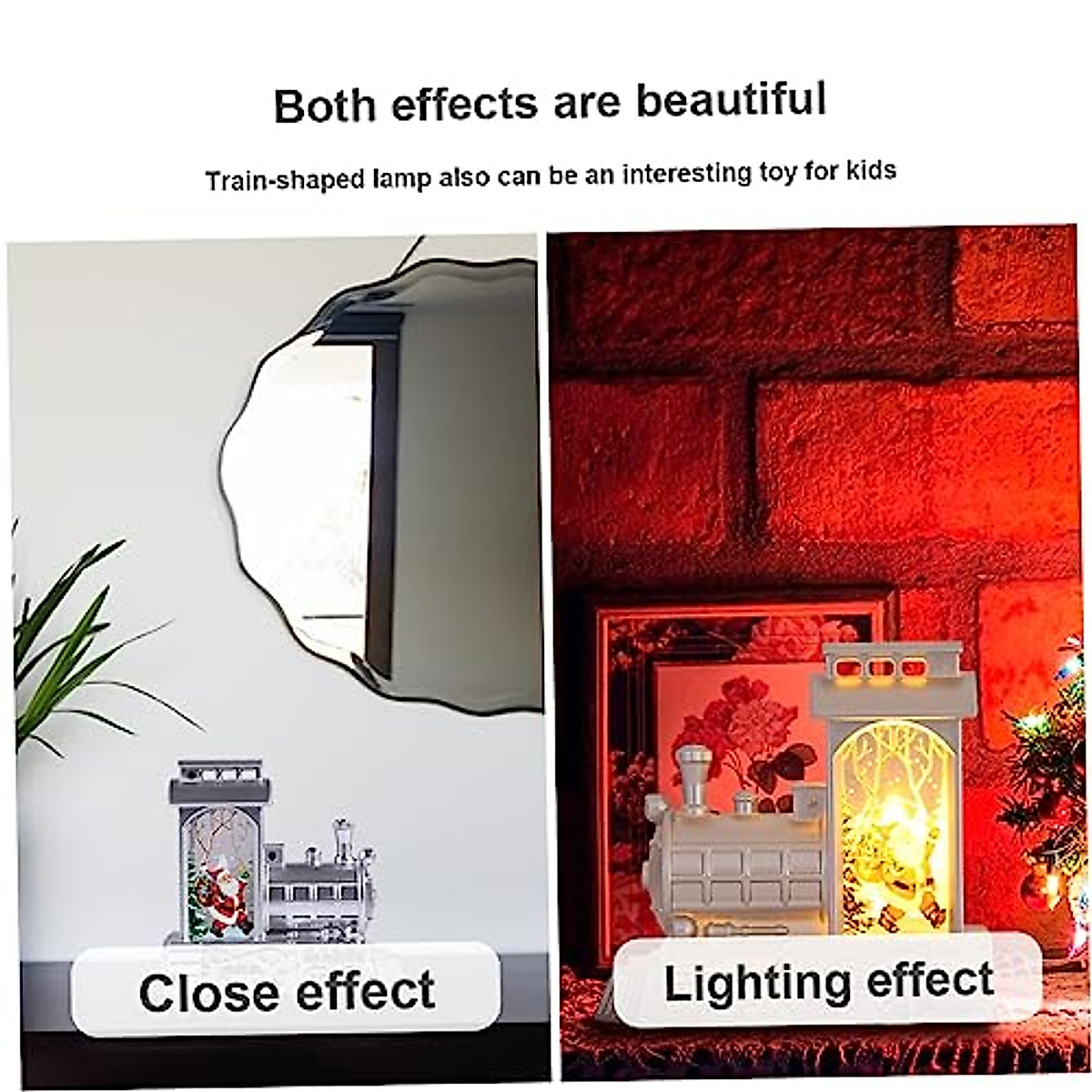 OSALADI 1Pc Christmas Lighted Water Lantern LED Lanterns Glitter Water Lantern Desk lamp Train Swirling Glittering Snow Globe krathong Snowball Holiday Lights Party Supplies to Rotate