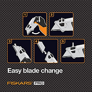 Fiskars 770030-1001 Pro, Retractable, Box Cutter, for Crafts, Work Gear, Moving, Folding Utility Knife, Orange/Black