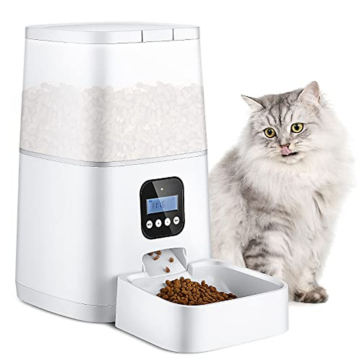 5L Automatic Cat Feeders, Farexon Auto Pet Feeder Dry Food Dispenser, Timed Cat Feeder with Dual Power Supply, Portion Control 1-4 Meals Daily, 10s Voice Recorder for Small & Medium Cats Dogs