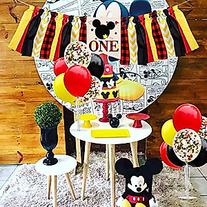 TONIFUL Mouse Birthday Table Decorations Red Yellow Black Table Centerpiece Balloons Stand Holder Kit for Mickey Party Theme Favors Baby Shower Kids Party Supplies