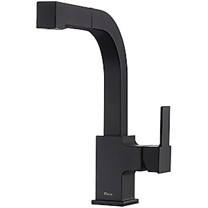 Pfister Arkitek Kitchen Faucet with Pull Out Sprayer, Single Handle, High Arc, Matte Black Finish, LG534LPMB