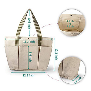 CT CRAFT LLC Stylish Canvas Tote Bag +[Free 12x10” HTV Heat Transfer Vinyl sheet] : Inner Water-Repellent, Three Outer Pockets, One Inner Pocket。Large Capacity
