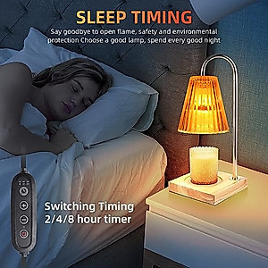 Candle Warmer Lamp, Candle Lamp with Timing Function, 4 Bulbs, Compatible with Jar Candles, Electric Dimmable Candle Warmer, Log Style Base Candle Warmer for Home Bedroom Decor, Gift for Family