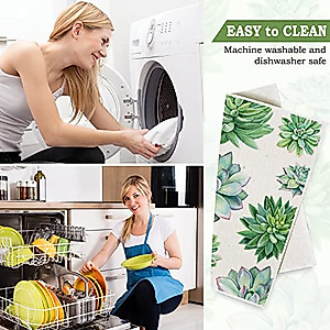 AnyDesign Succulent Swedish Dishcloth Green Mini Plants Absorbent Cotton Kitchen Towel Reusable Cleaning Dish Cloth for Spring Summer Party Home Housewarming, 7 x 8 Inch, 4 Pack