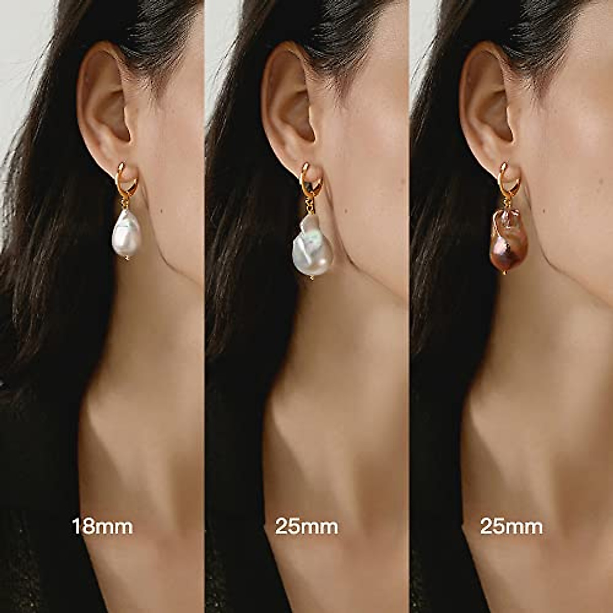 Natural Baroque Pearls Hoop Earrings for Women Pearls Drop Dangle Earrings Handpicked 18MM Freshwater Baroque Pearls for Women Pearl Earrings Collection