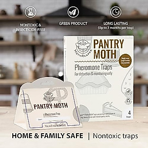 Pantry Moth Glue Traps for House Pantry, Pantry Moth Traps for Food and Cupboard Moths, Pantry Moth Trap 4-Pack, Pantry Moth Traps with Pheromones Premium Indian Meal Moth Traps for Kitchen