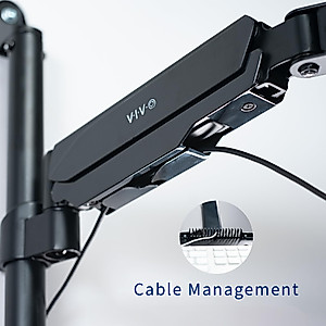 VIVO Black Sit-Stand Height Adjustable Pneumatic Spring Arm Keyboard, Monitor, CPU Wall Mount for 1 Screen up to 32 inches STAND-SIT1BW