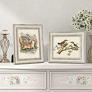 SUMGAR 8x10 Picture Frames Vintage White and Gold Famliy Friends Couple Wedding Decorative Retro Antique Photo Frames for Table Top Display Grandma Daughter Set of 2