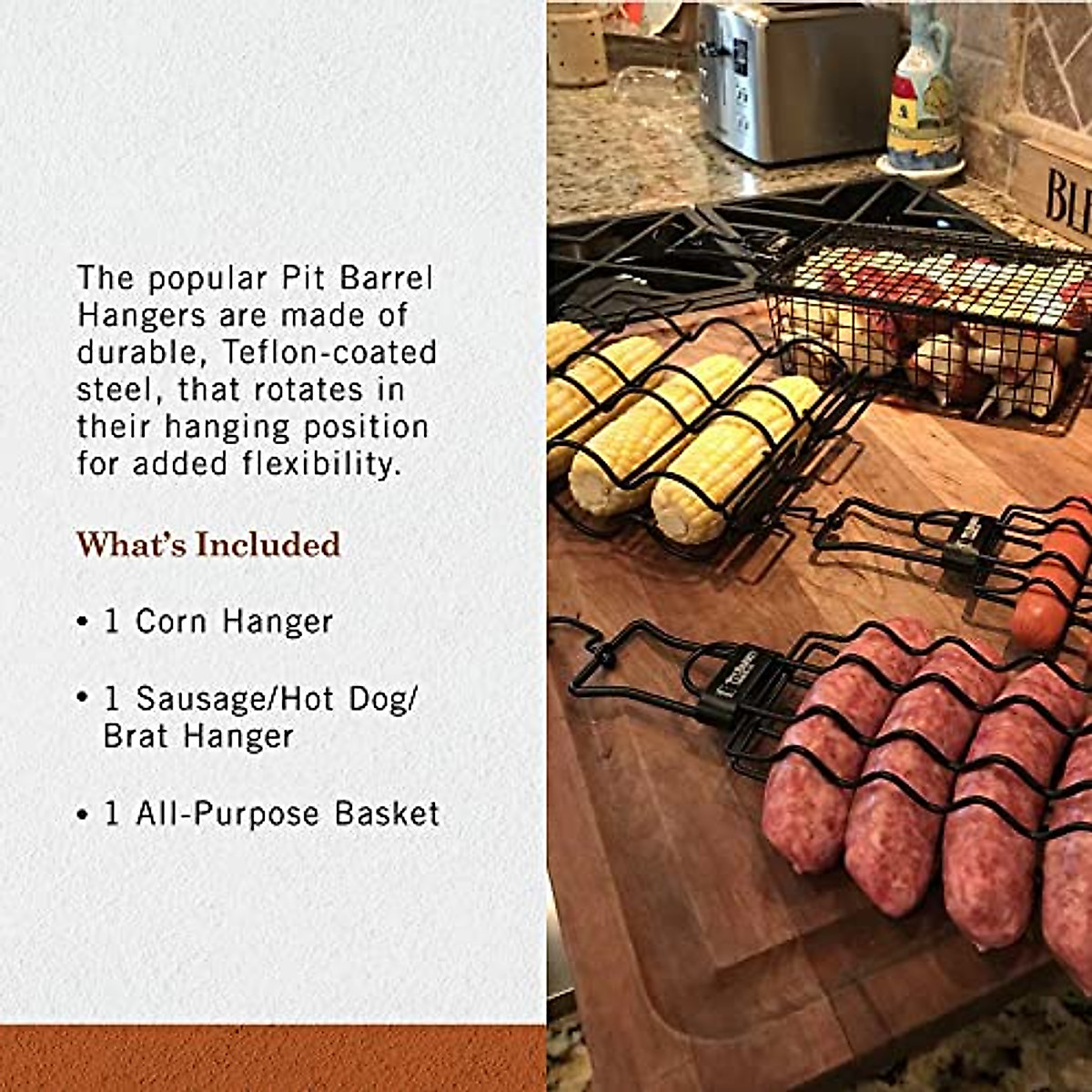 Pit Barrel Cooker Co. AC1014VAL 3 Value Pack Smoker Hangers, Black