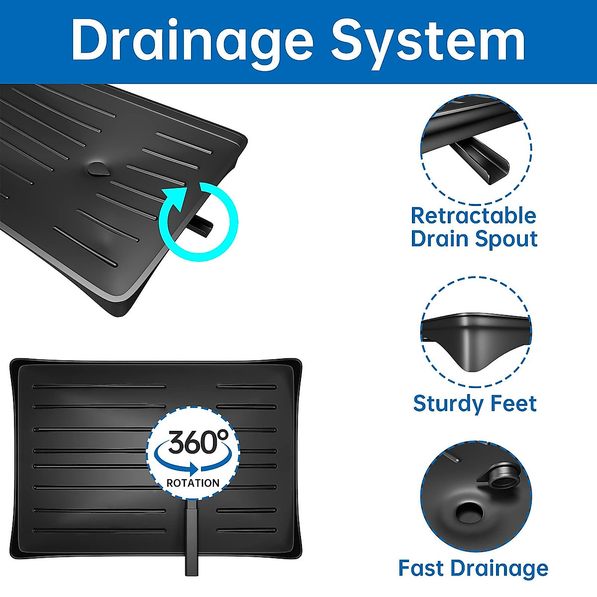 PXRACK Dish Drying Rack,Stainless Steel Dish Racks for Kitchen Counter Two Tier Collapsible Dish Racks for Storage Dishes Foldable Dish Drainer with Utensil Holder Organizer Dryer with Drainboard