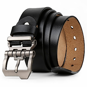JingHao Belts for Men Big and Tall,Mens Belt Leather for Casual Jeans Dress Work All Size 28"-64" Black Brown Width 1.45" Aa10 (60"-62"/ Belt Length 165cm, Black)