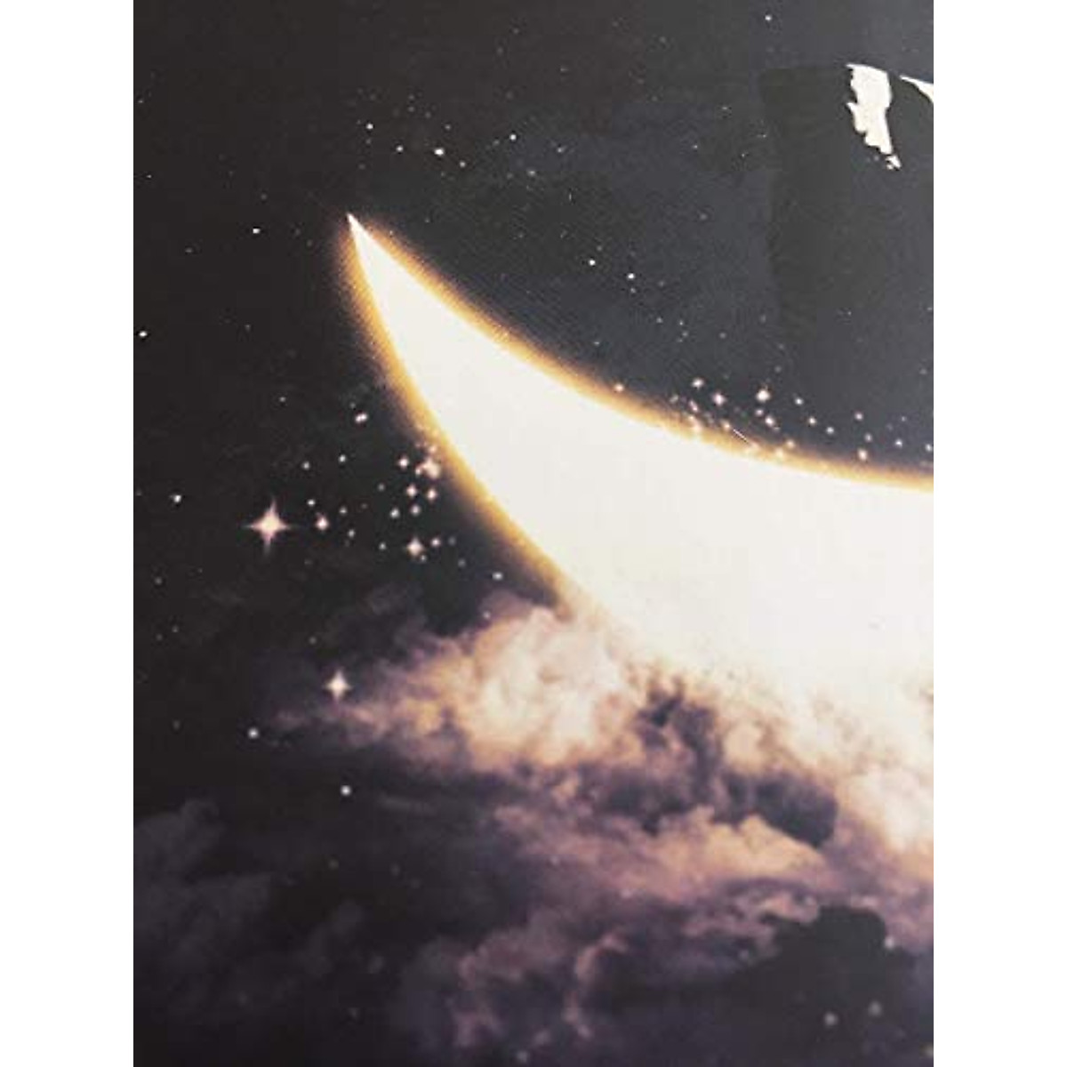 Outer Space Wall Art - Astronomy Artwork of Astronaut Rowing in Crescent Moon With A Universe of Stars 8 x 10 Inch Unframed Planet Decor