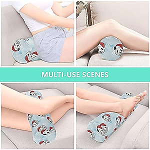 Vnurnrn Panda in A Santa Hat Neck Support Pillow Round Neck Roll Bolster Cylinder Pillow Cervical Pillows Body Pillow for Leg Knee Back Head Support for Work Men Women Bed