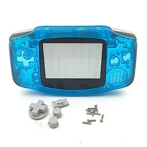 Housing Shell Case Cover Replacement for Nintendo Gameboy Advance for GBA with Conductive Rubber Pad Screwdriver - Clear Blue