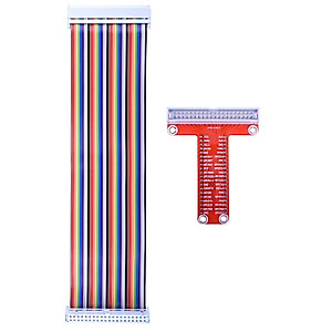 Kuman RPi GPIO Breakout Expansion Board + Ribbon Cable + Assembled T Type GPIO Adapter 20cm FC40 40pin Flat Ribbon Cable for Raspberry Pi 3 2 Model B & B+ SC05